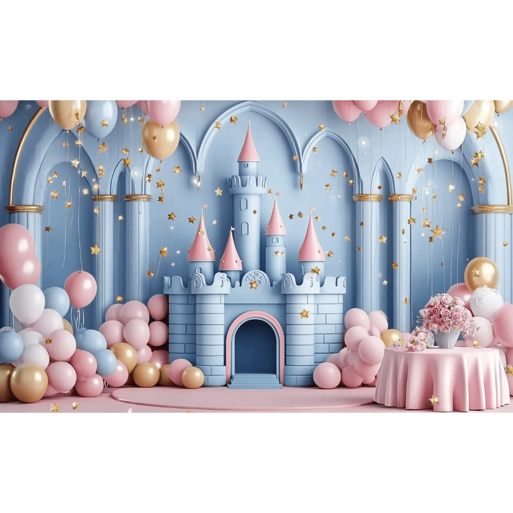 LUUFILx Castle Birthday Banner -Pink Balloon Party Background ...