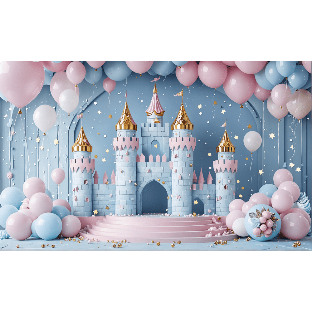 LUUFILx Castle Birthday Banner -Pink Balloon Party Background ...