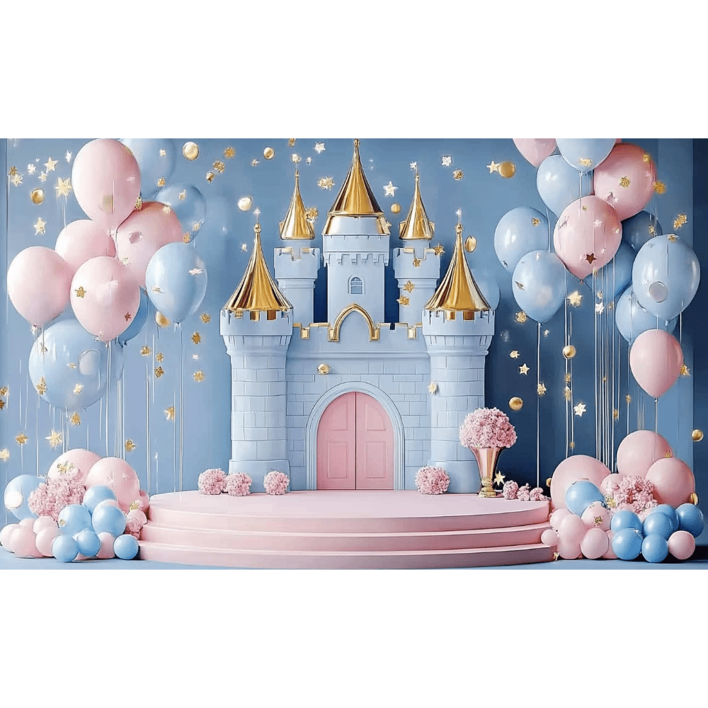 LUUFILx Castle Birthday Banner -Pink Balloon Party Background ...
