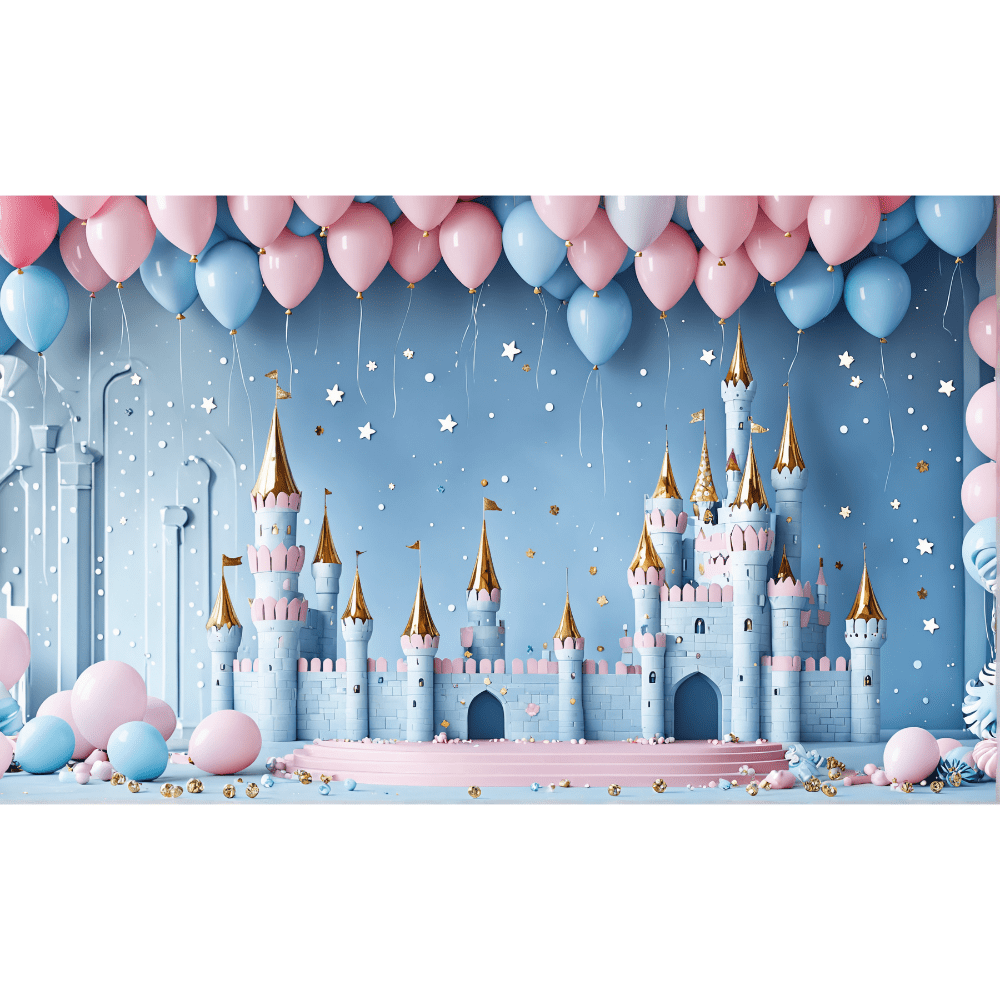 LUUFILx Castle Birthday Banner -Pink Balloon Party Background ...
