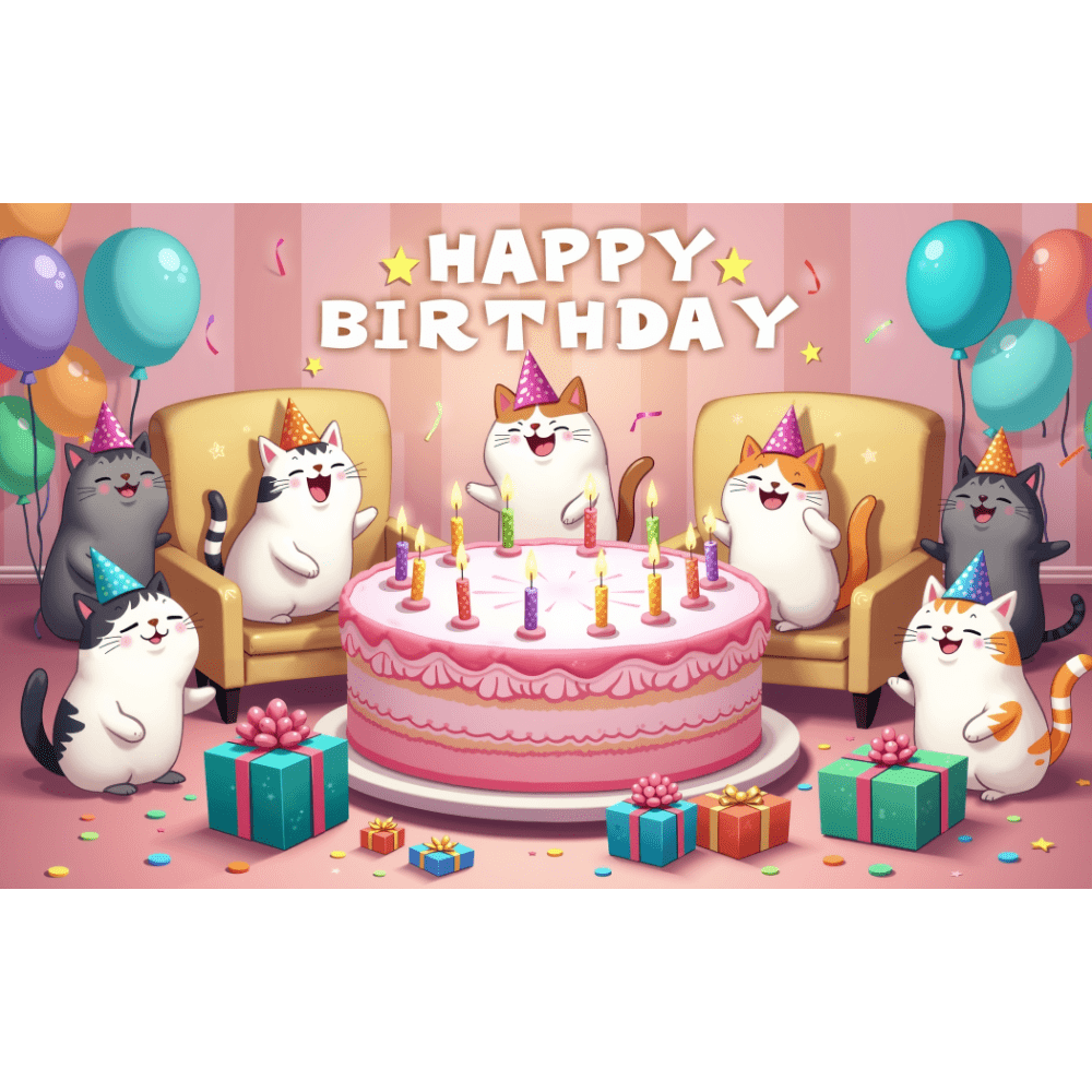 LUUFILx Cat Happy Birthday Backdrop Kitten Photography Background Pet ...