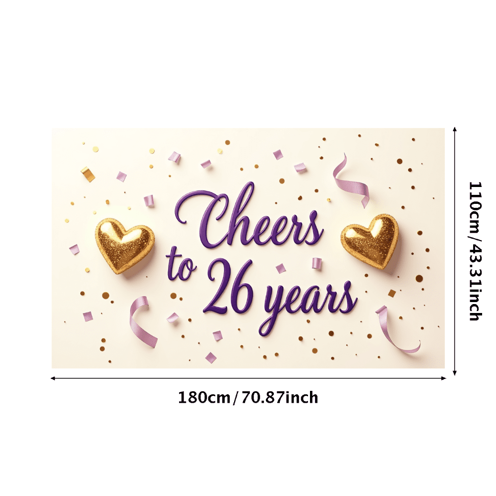 LUUFILx Celebration Banner Cheers to 26 Years Anniversary Party ...