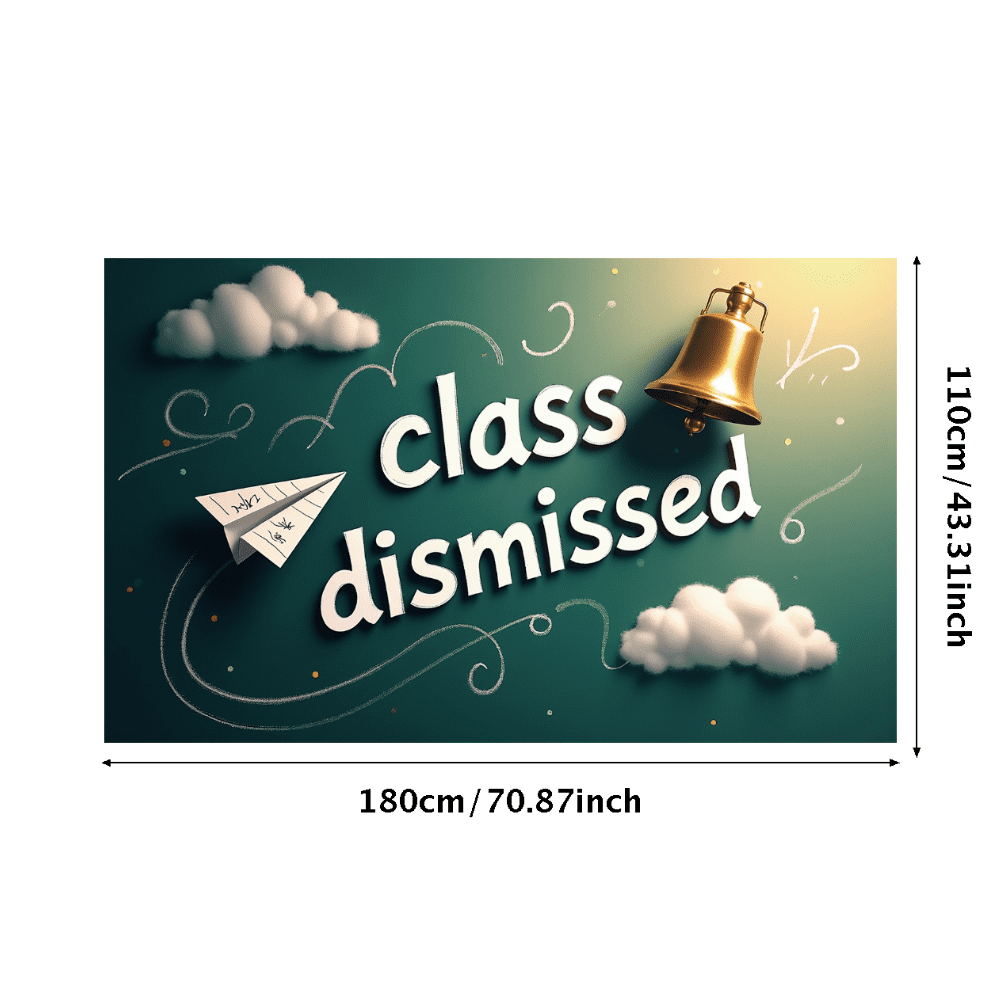 LUUFILx Chalkboard Style Class Dismissed Banner with Clouds Paper Plane ...