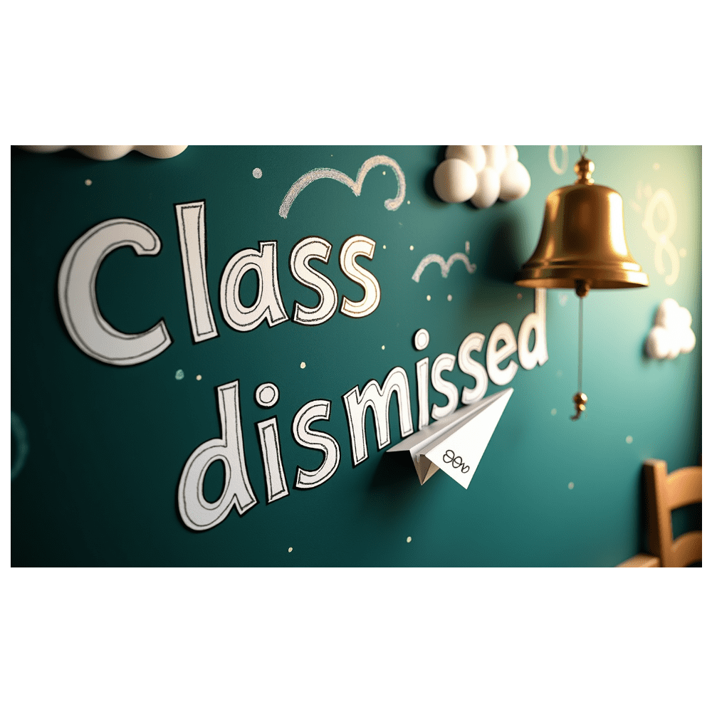 LUUFILx Chalkboard Style Class Dismissed Banner with Clouds Paper Plane ...