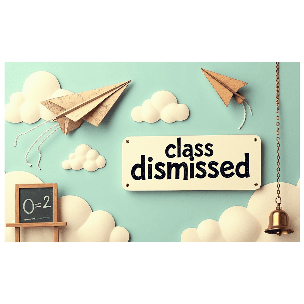 LUUFILx Chalkboard Style Class Dismissed Banner with Clouds Paper Plane ...