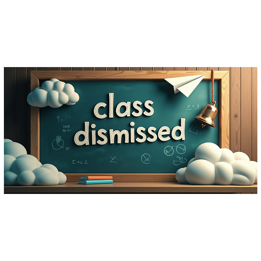 LUUFILx Chalkboard Style Class Dismissed Banner with Clouds Paper Plane ...
