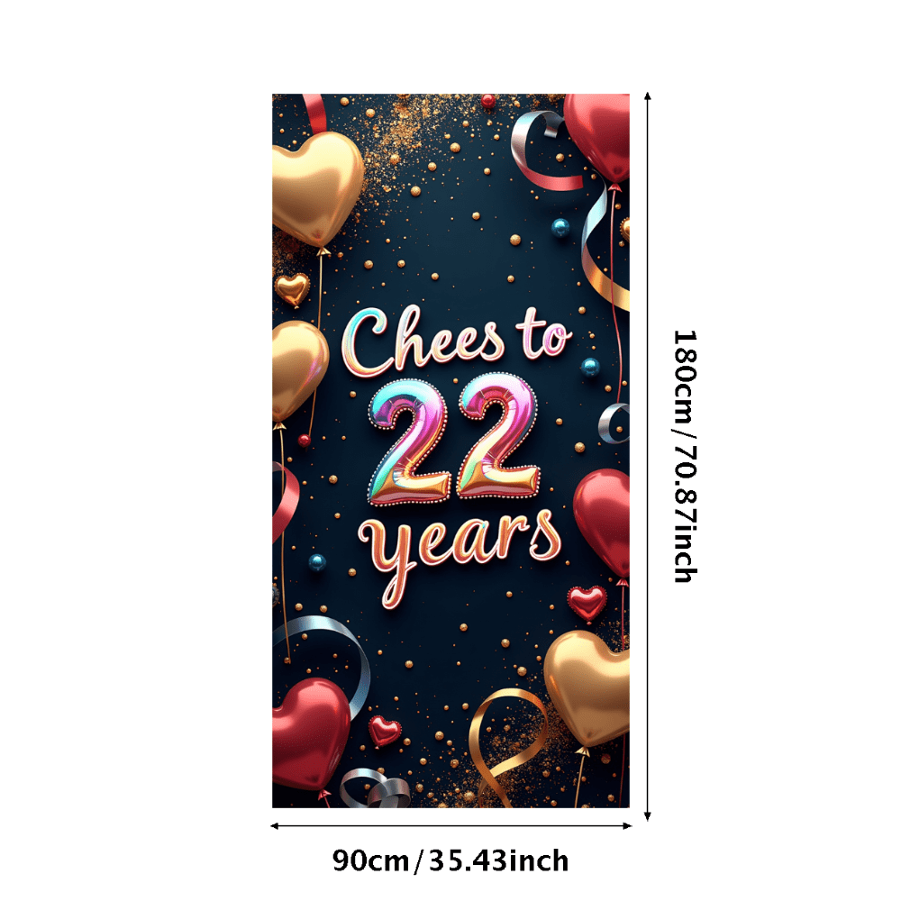LUUFILx Cheer to 22 Years Party Banner Heart Balloons Backdrop ...