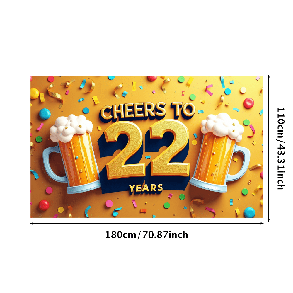 LUUFILx Cheers to 22 Years Banner Backdrop Party Decor for Anniversary ...