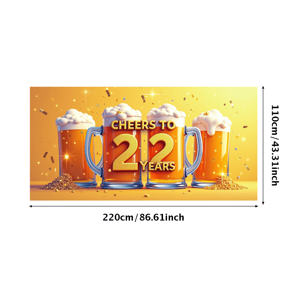 LUUFILx Cheers to 22 Years Banner Backdrop Party Decor for Anniversary ...