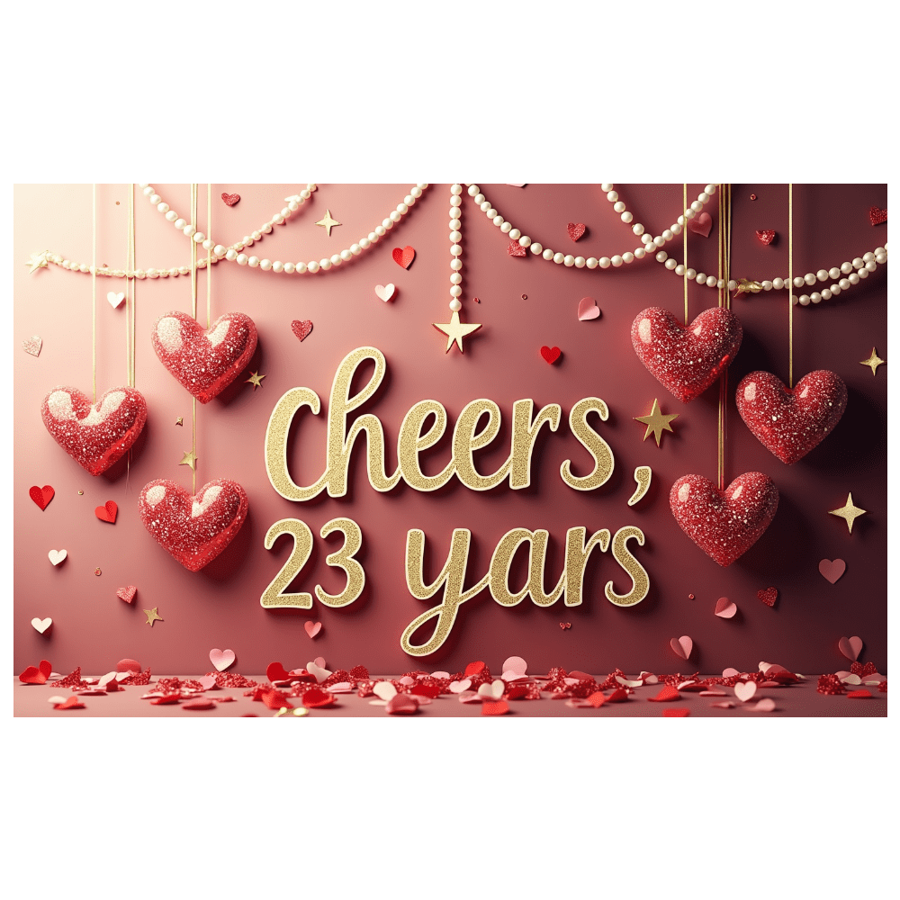 LUUFILx Cheers 23 Years Banner Backdrop Heart Decorations Celebration ...