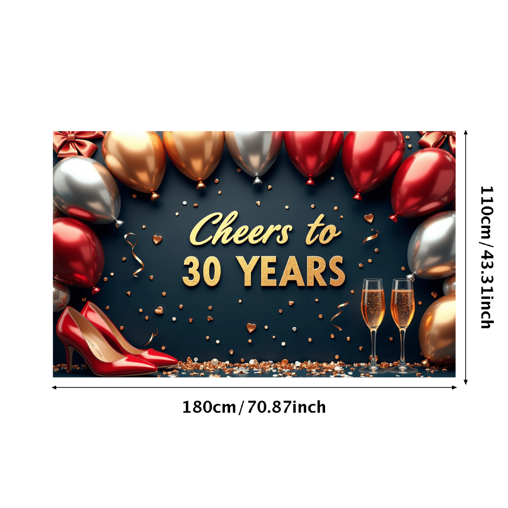 LUUFILx Cheers to 30 Years Anniversary Backdrop Banner with Balloons ...