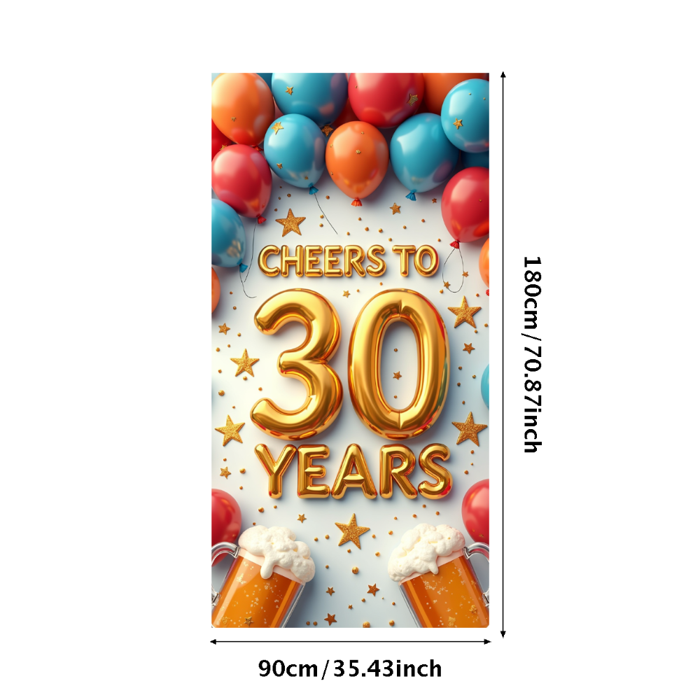 LUUFILx Cheers to 30 Years Anniversary Backdrop Banner with Balloons ...