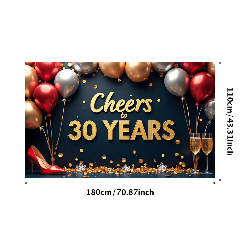 LUUFILx Cheers to 30 Years Anniversary Backdrop Banner with Balloons ...