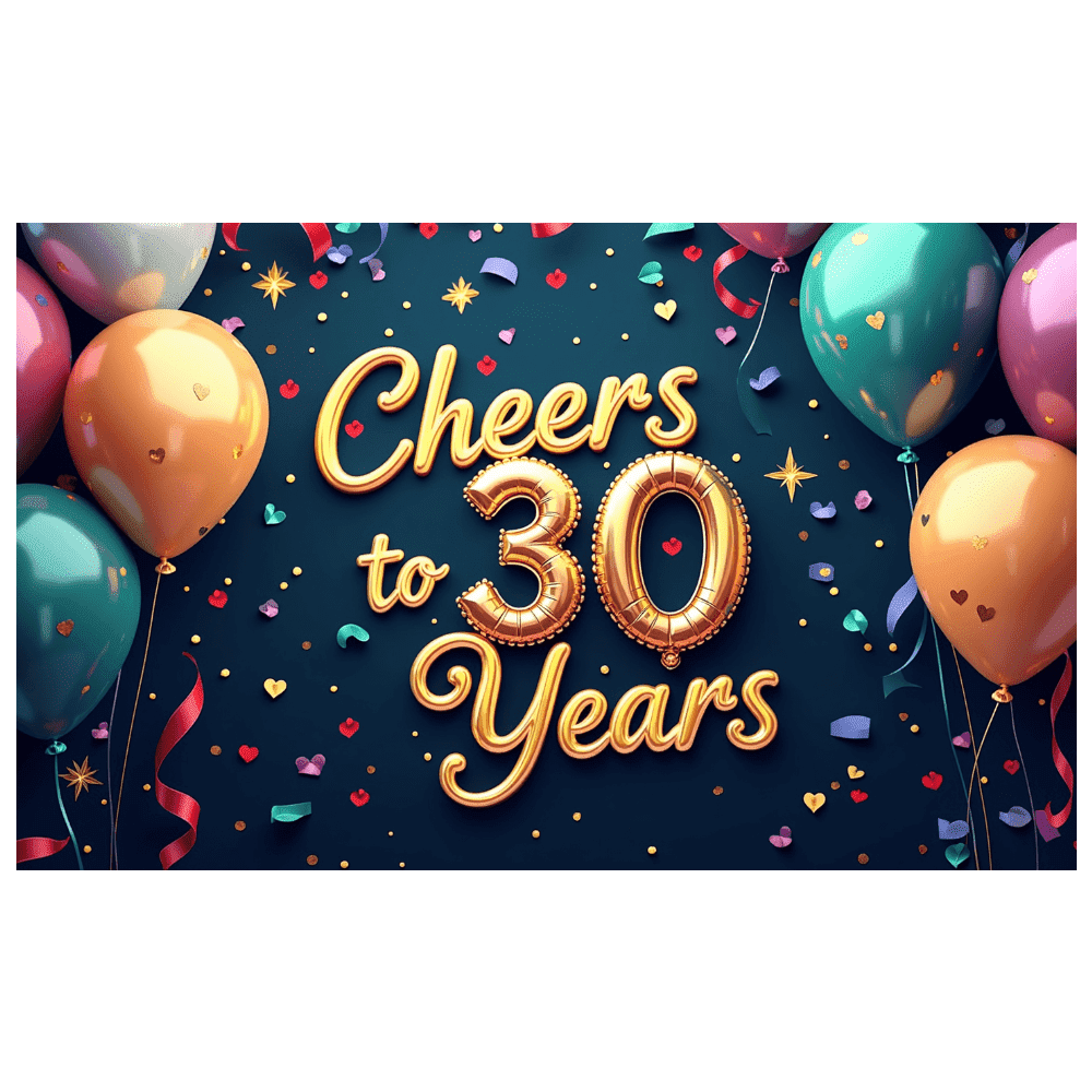 LUUFILx Cheers to 30 Years Anniversary Backdrop Banner with Balloons ...