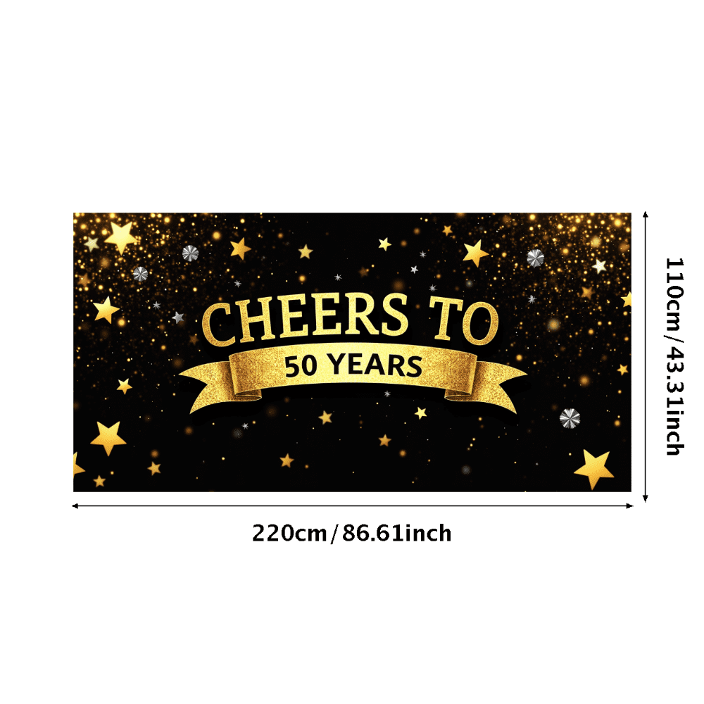LUUFILx Cheers to 50 Years Backdrop Banner Gold and Red Heart ...