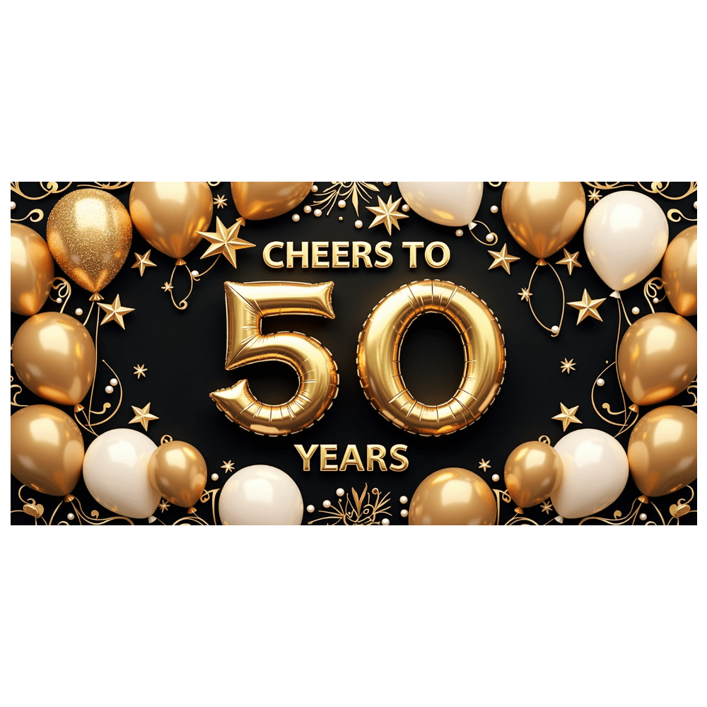 LUUFILx Cheers to 50 Years Banner Celebration Backdrop Anniversary ...