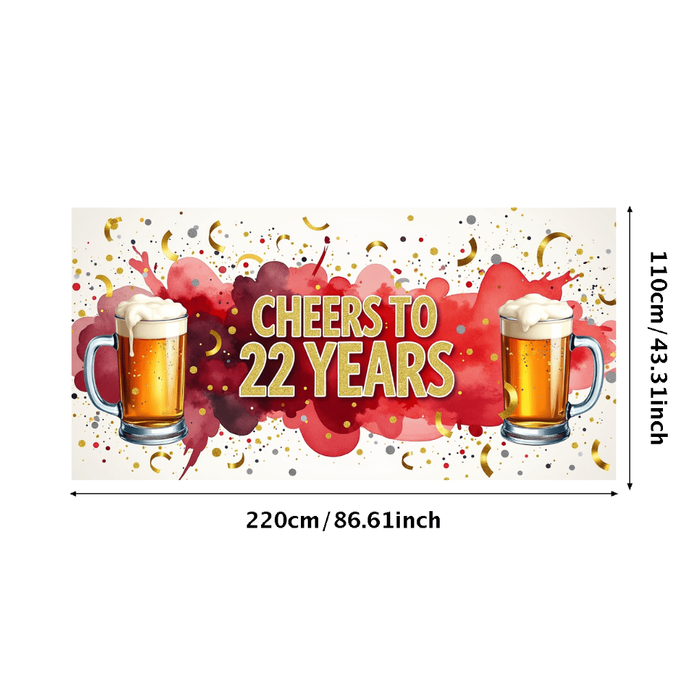 LUUFILx Cheers Themed 22 Years Celebration Banner Backdrop Party Decor ...