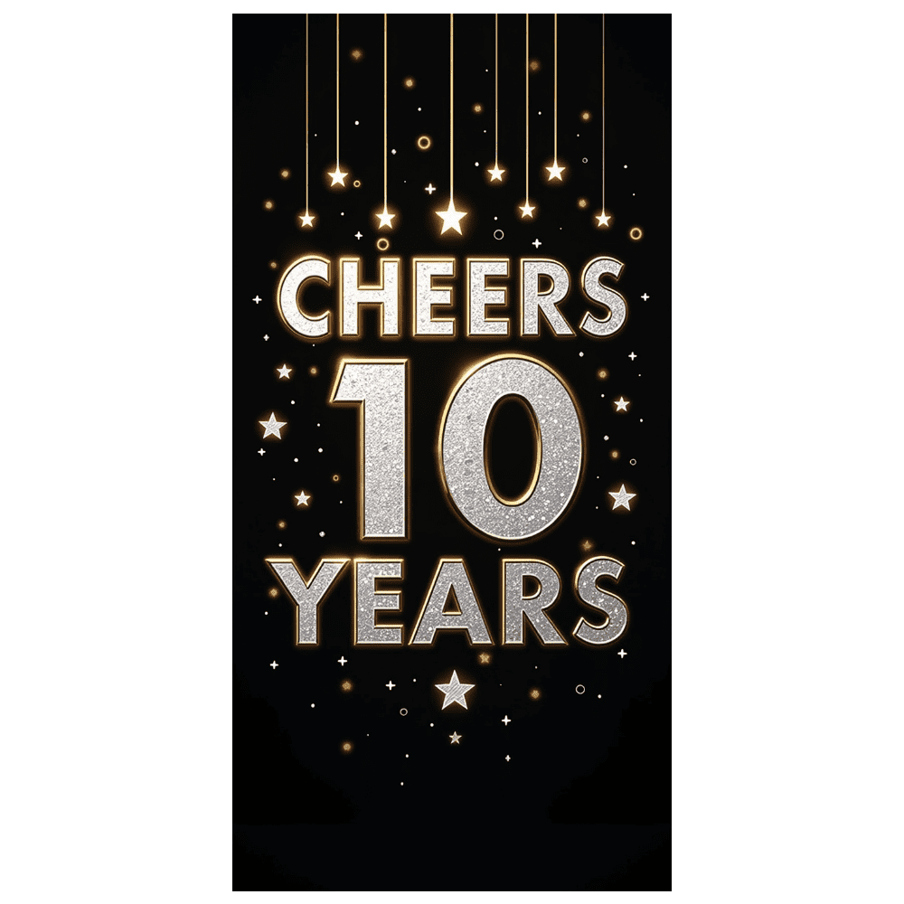 LUUFILx Cheers to 10 Years Backdrop Banner Anniversary Celebration ...