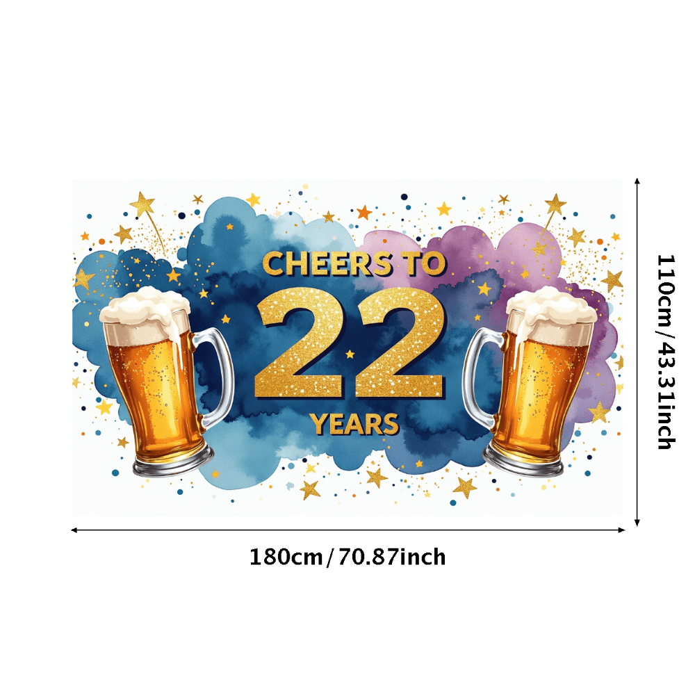 LUUFILx Cheers to 22 Years Themed Decorative Backdrop Banner ...
