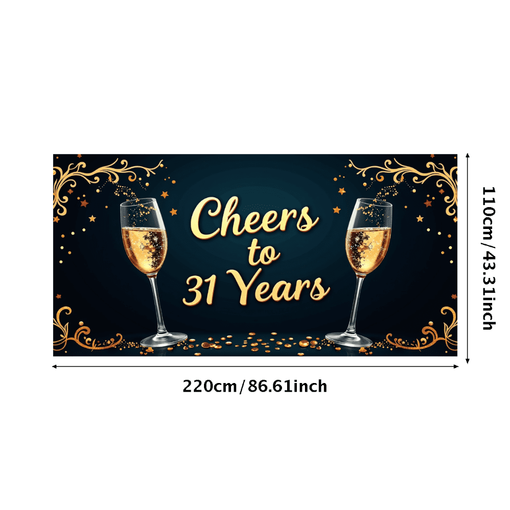 LUUFILx Cheers to 31 Years Celebration Banner Backdrop for Anniversary ...