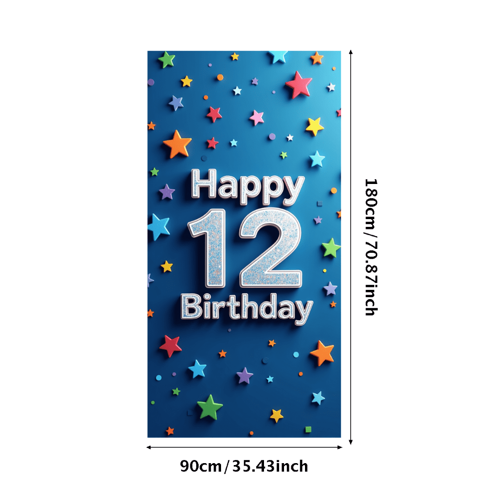 LUUFILx Colorful 12th Birthday Banner with Star Elements Backdrop ...