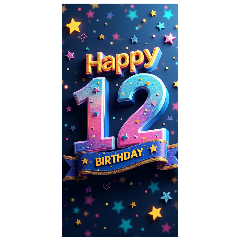LUUFILx Colorful 3D Happy 12th Birthday Banner with Star Elements ...