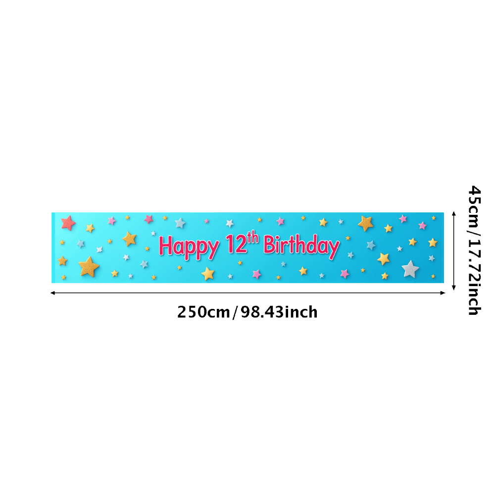 LUUFILx Colorful 3D Star Decorated 12th Happy Birthday Banner Party ...