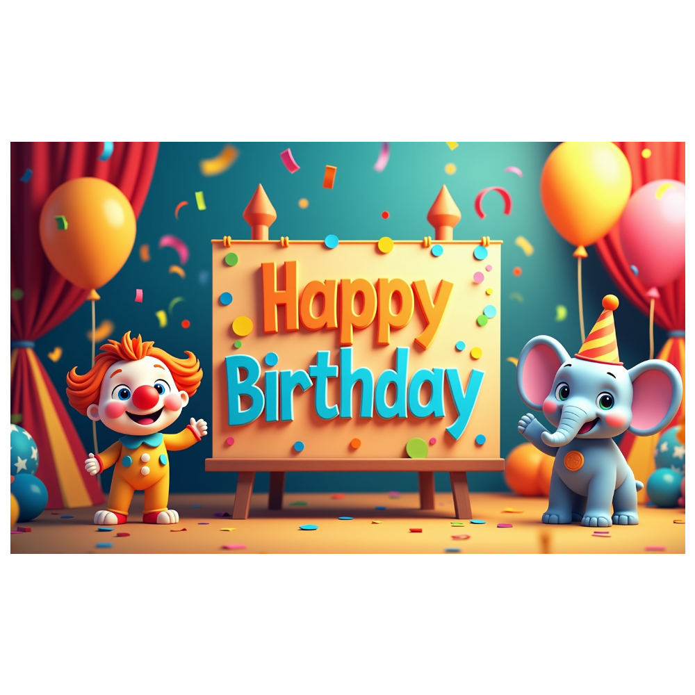 LUUFILx Colorful Birthday Banner with Clown and Elephant Cartoon ...
