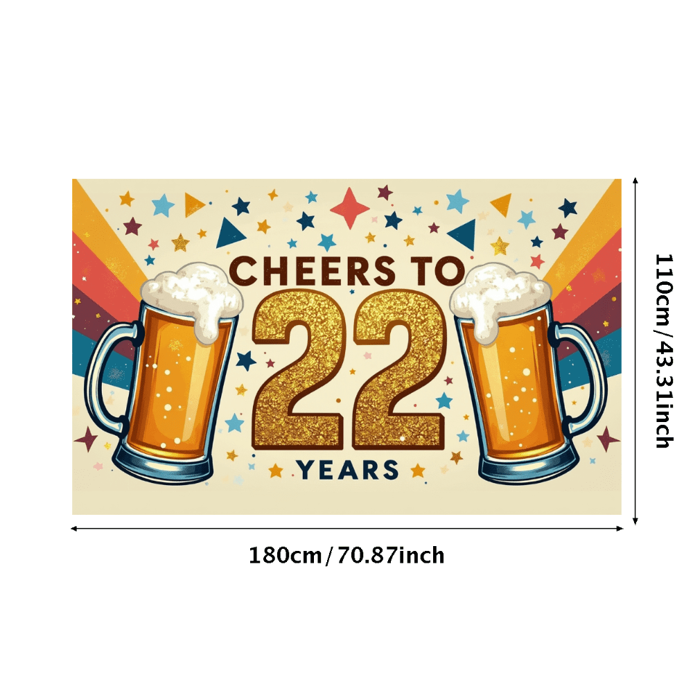 LUUFILx Colorful Cheers to 22 Years Banner Background Party Decorations ...