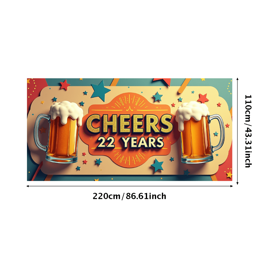 LUUFILx Colorful Cheers to 22 Years Banner Background Party Decorations ...