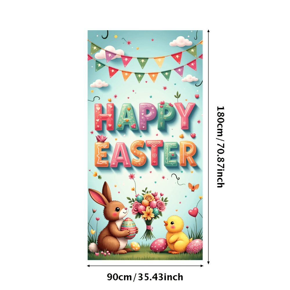 LUUFILx Colorful Easter Banner Decor Happy Easter Backdrop with Bunny ...