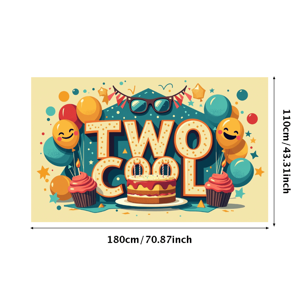 LUUFILx Colorful and Fun Banner for Second Birthday Bash Two Cool Theme ...