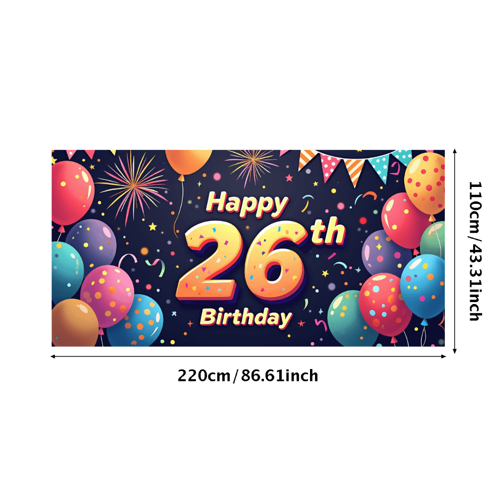 LUUFILx Colorful Happy Birthday Banner 26th Celebration with Balloons ...
