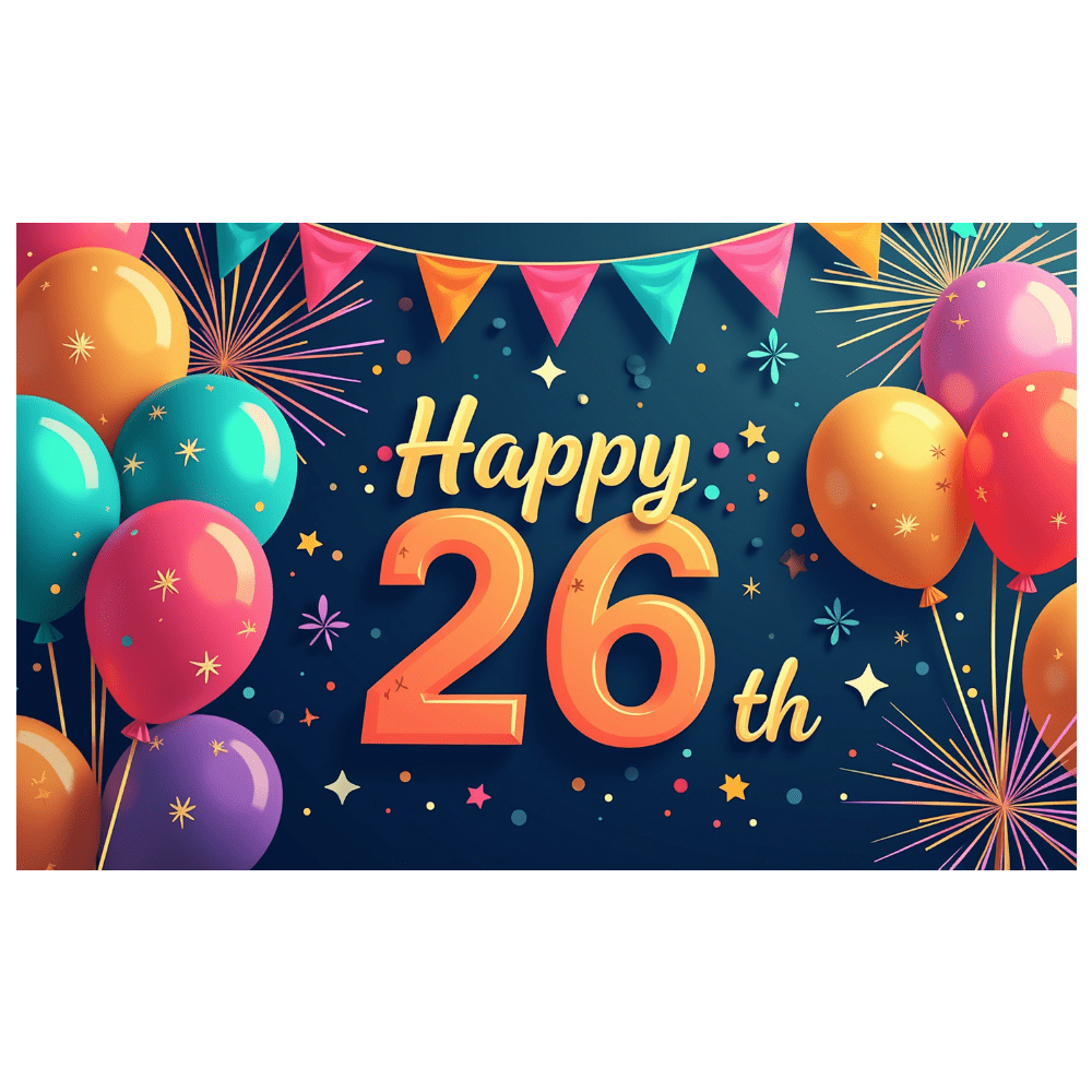 LUUFILx Colorful Happy Birthday Banner 26th Celebration with Balloons ...