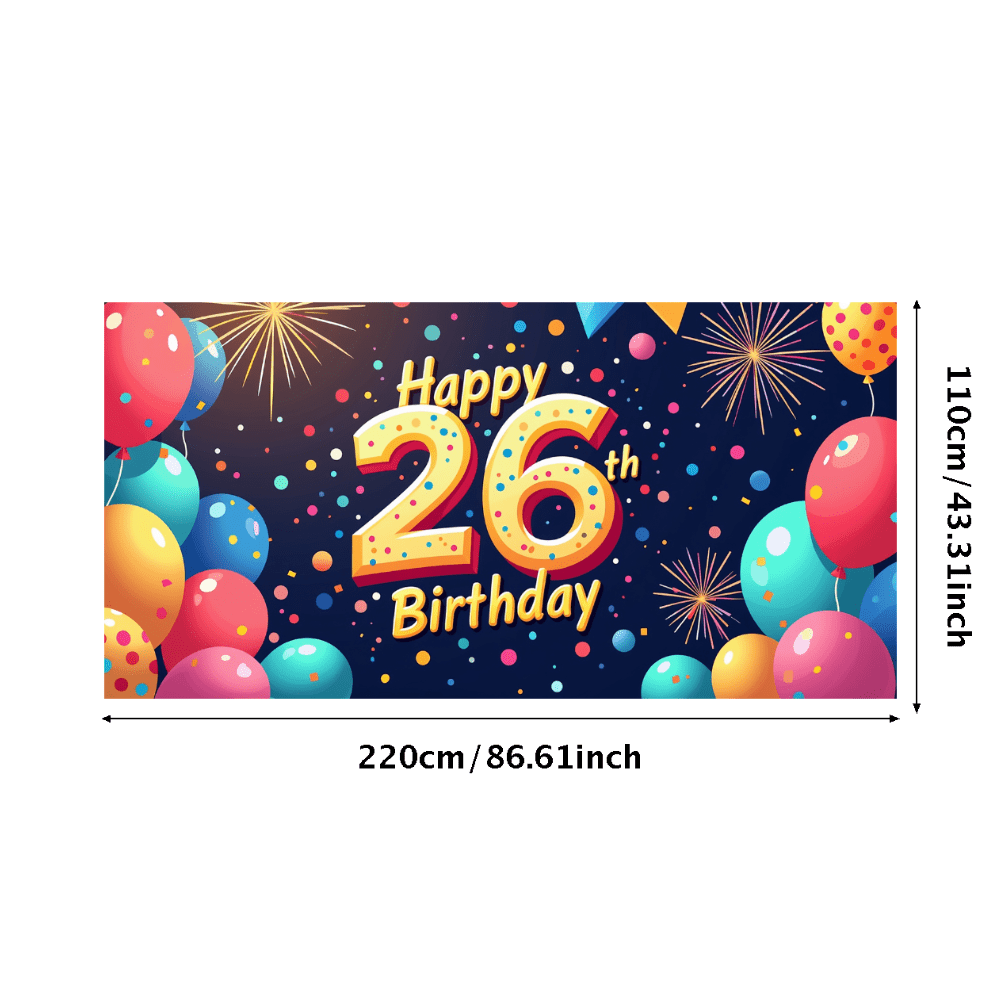 LUUFILx Colorful Happy Birthday Banner 26th Celebration with Balloons ...