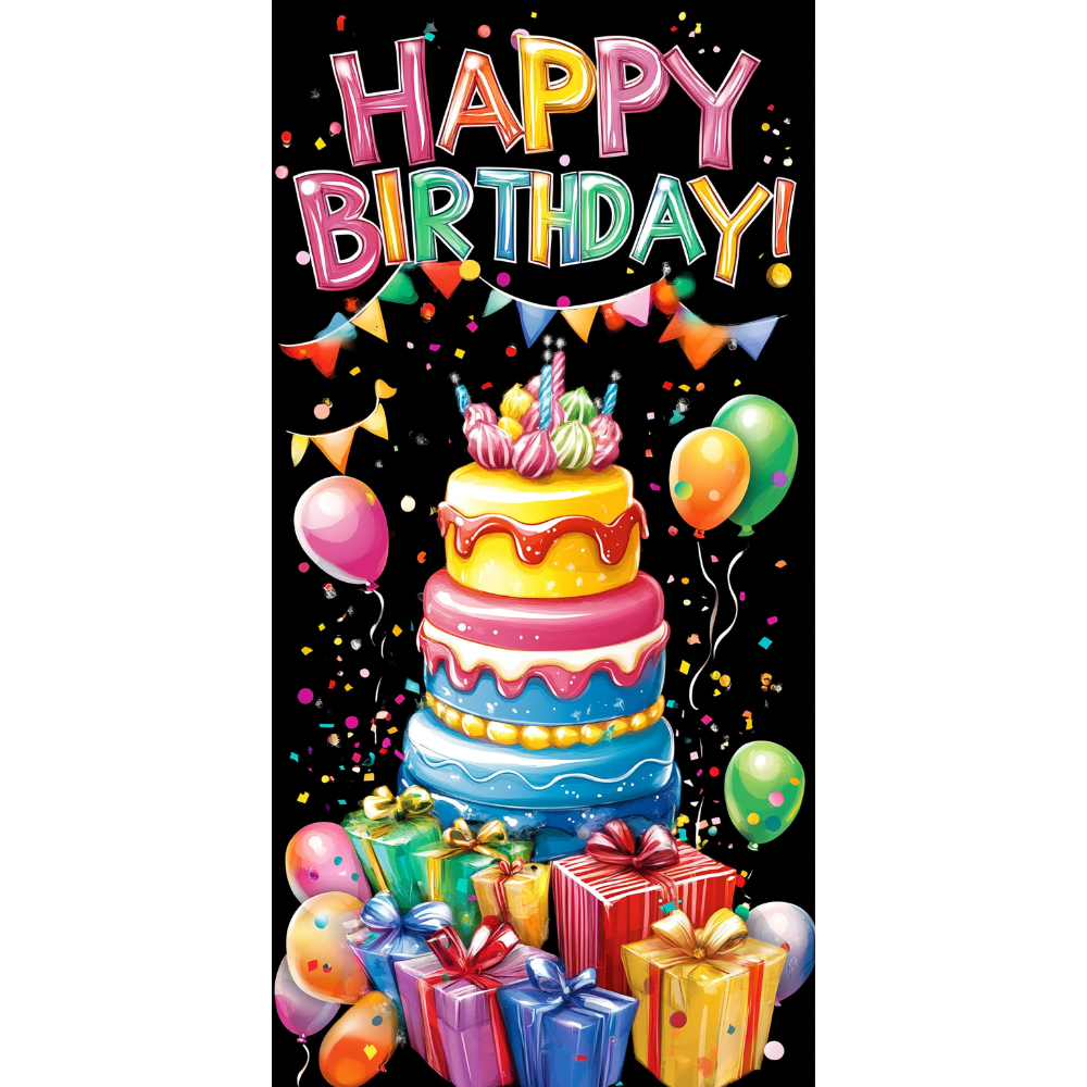 LUUFILx Colorful Happy Birthday Banner Door Cover Birthday Door Porch ...