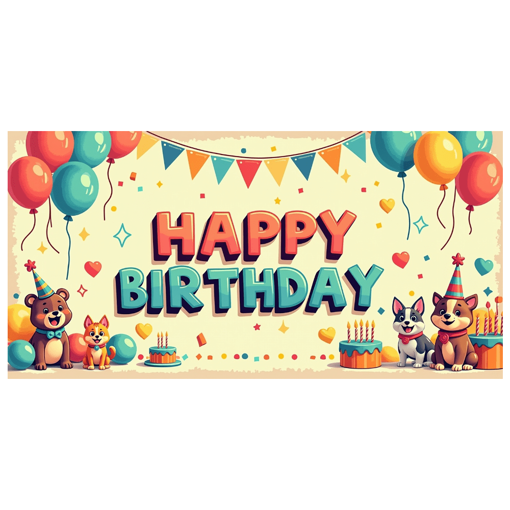 LUUFILx Colorful Pixel Style Happy Birthday Banner with Balloons ...