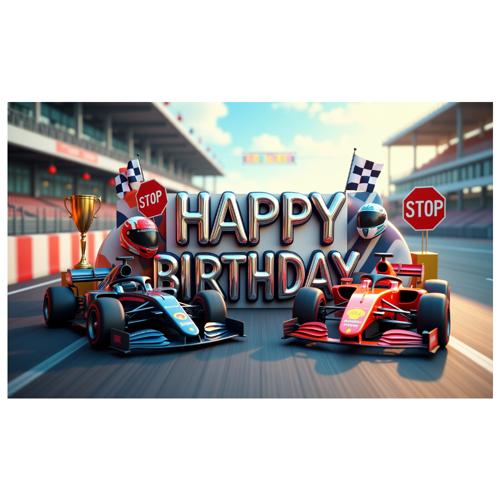 LUUFILx Colorful Racing Car Themed Happy Birthday Banner Party ...
