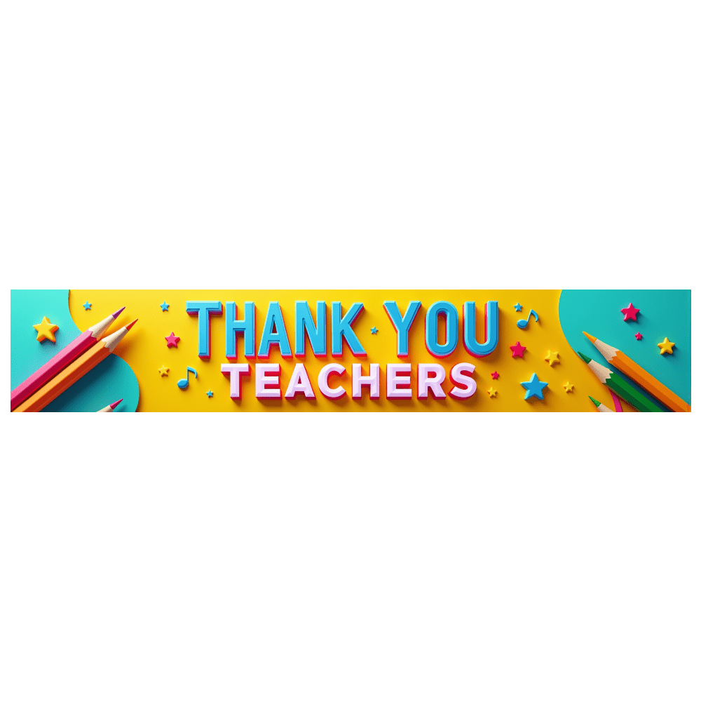 LUUFILx Colorful Thank You Teachers Banner with Star Rainbow Music Note ...