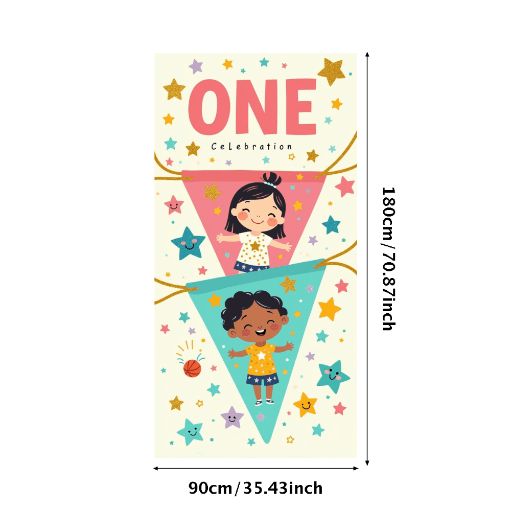 LUUFILx Colorful Triangle Banner with Star Elements and Cute Kids on ...