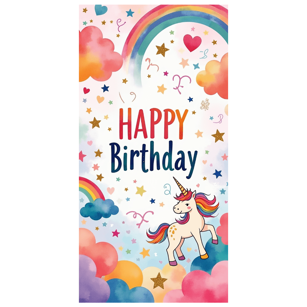 LUUFILx Colorful Unicorn Themed Happy Birthday Banner Backdrop with ...