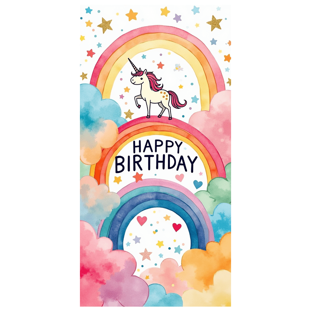 LUUFILx Colorful Unicorn Themed Happy Birthday Banner Backdrop with ...
