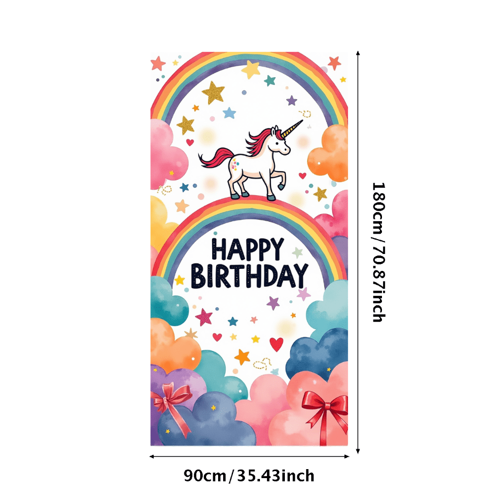 LUUFILx Colorful Unicorn Themed Happy Birthday Banner Backdrop with ...