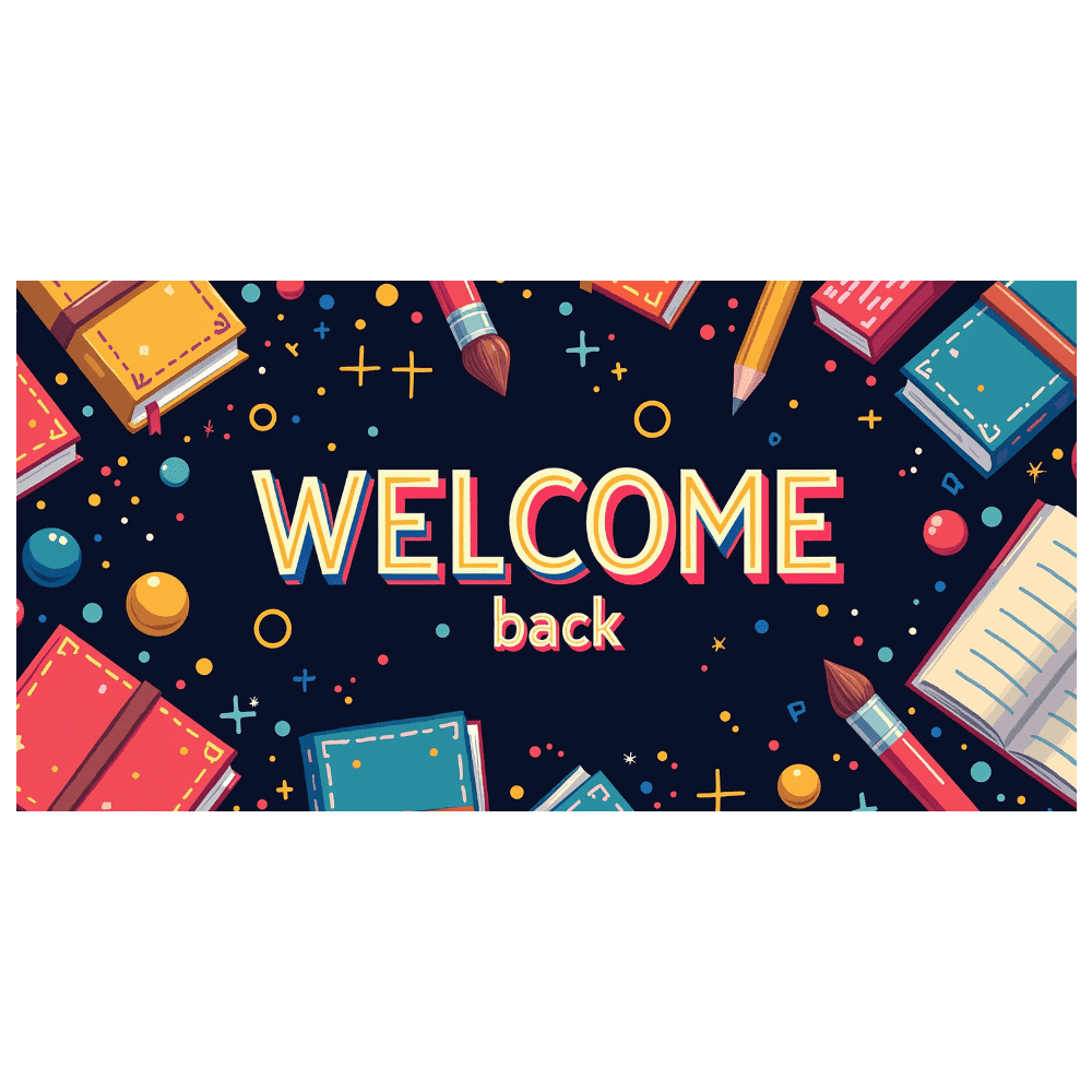 LUUFILx Colorful Welcome Back Banner with Pencils Books Balls and Stars ...