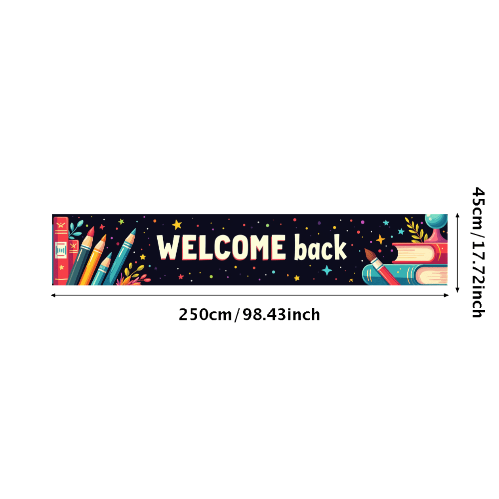 LUUFILx Colorful Welcome Back Banner with Pencils Books Balls and Stars ...