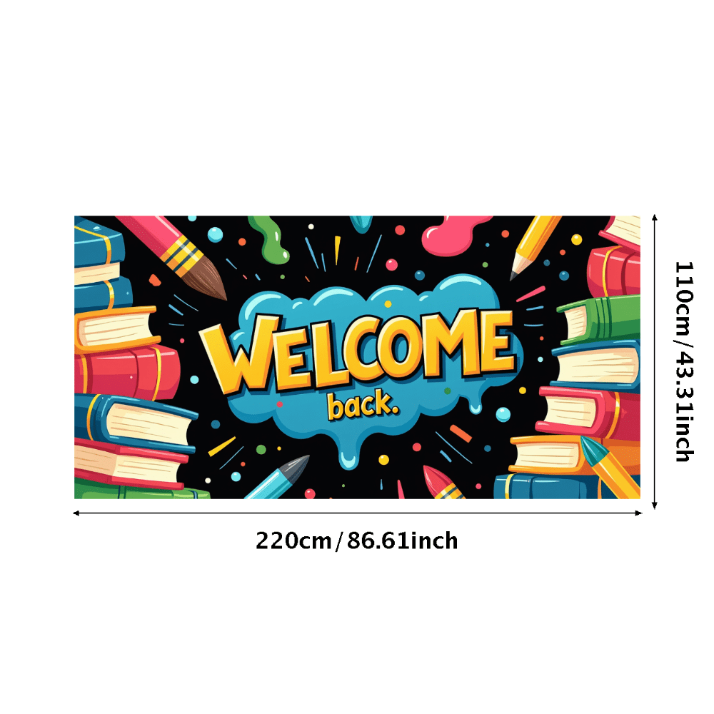 LUUFILx Colorful Welcome Back Banner with Pencils Books Balls and Stars ...