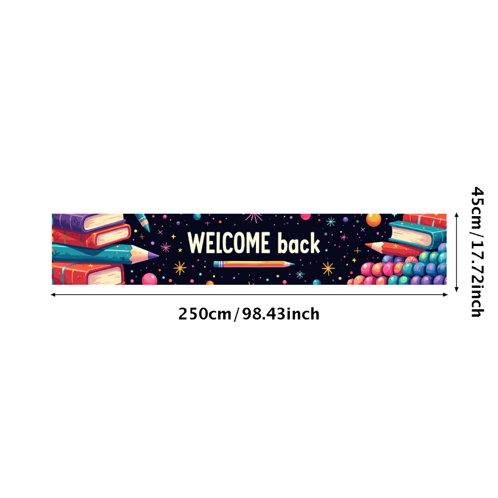 LUUFILx Colorful Welcome Back Banner with Pencils Books Balls and Stars ...