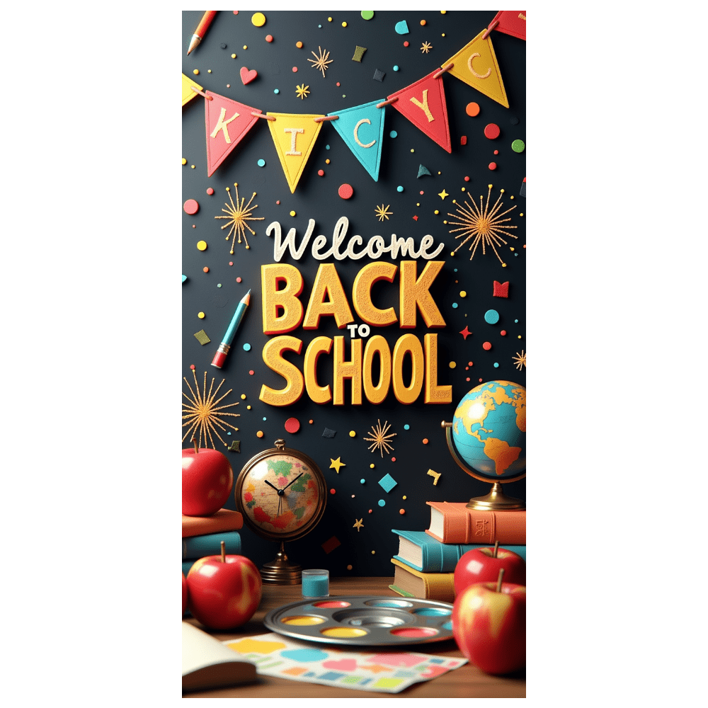 LUUFILx Colorful Welcome Back to School Banner with School Supplies ...