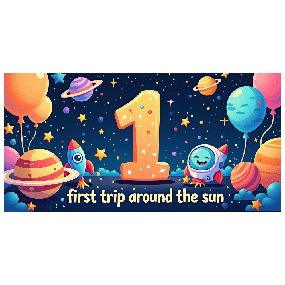 LUUFILx Cute Astronaut Rocket Space Themed Banner for First Birthday Party, First Trip Around ...
