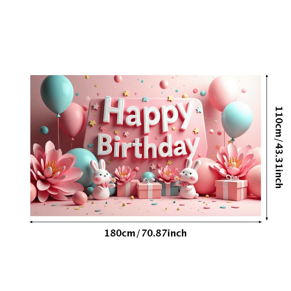 LUUFILx Cute Bunny Themed Birthday Banner, Colorful 25 Number Design ...